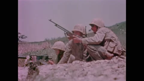 1944 - Machine gunners in the 6th Marine... | Stock Video | Pond5