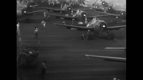 1944 - Small planes or warming up on the... | Stock Video | Pond5
