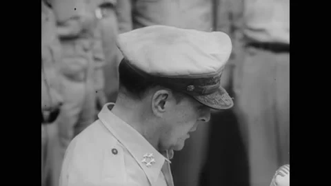 1945 - General MacArthur begins a speech... | Stock Video | Pond5