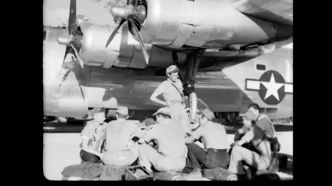 1945 - The ground crew on a US Army Air ... | Stock Video | Pond5