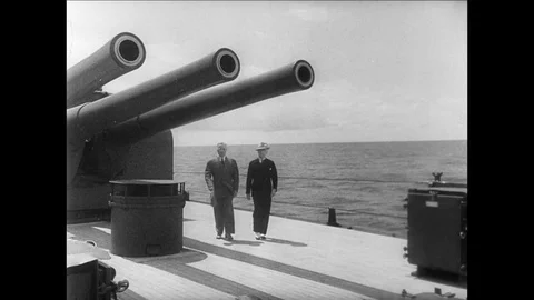 1945-Harry Truman / Ship Journey / USS A... | Stock Video | Pond5