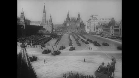 1945 - Russian armored division and rock... | Stock Video | Pond5