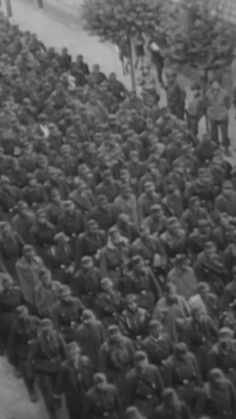 1945 - Whole units of Nazi soldiers marc... | Stock Video | Pond5
