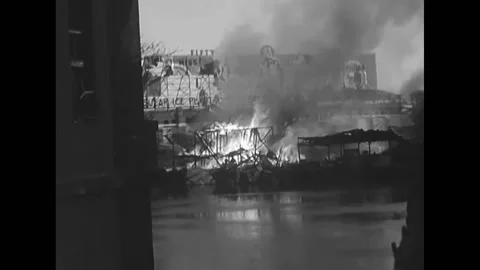 1945 - The wooden frame of a building in... | Stock Video | Pond5