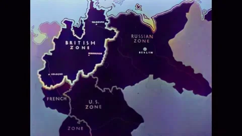 1946 Germany - A map shows A zones of oc... | Stock Video | Pond5