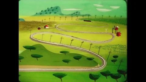 1949 - In this animated film, a train sh... | Stock Video | Pond5