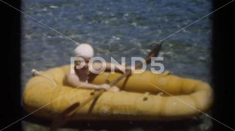 1949:NEW ORLEANS LOUISIANA.A Woman On A Raft With And Oar And A Swim ...