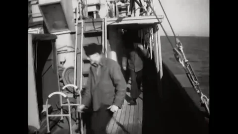 1950 - US Navy sailors don life jackets ... | Stock Video | Pond5