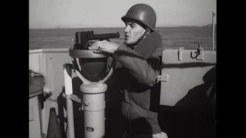 1950 - US Navy sailors navigate the USS ... | Stock Video | Pond5