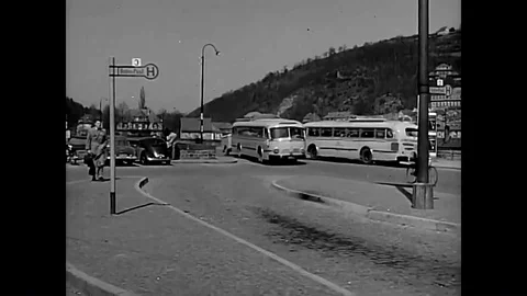 1950s-American soldiers get off of a bus... | Stock Video | Pond5