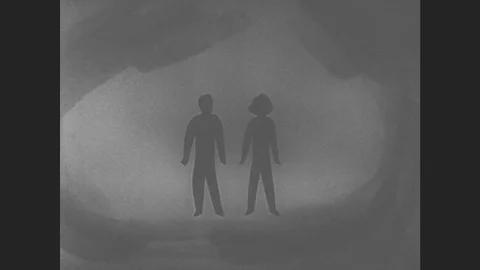 1950s: Animation of two silhouettes of b... | Stock Video | Pond5