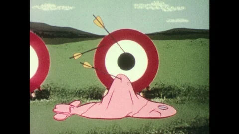 1950s: Blimp like creature lies deflated... | Stock Video | Pond5