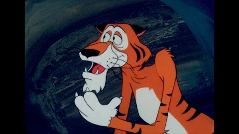 1950s: Cartoon tiger is talking. | Stock Video | Pond5