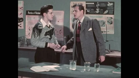 1950s: Chemistry classroom. Teacher and... | Stock Video | Pond5