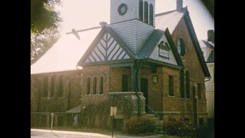 1950's: Church buildings; people in Sund... | Stock Video | Pond5