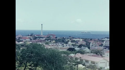 1950s: City, building, ocean, ships in w... | Stock Video | Pond5
