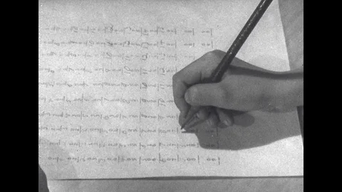 1950s: close up of hand writing on paper... | Stock Video | Pond5