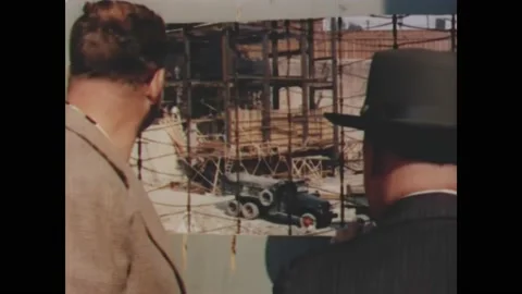 1950s: Construction workers at work. Man... | Stock Video | Pond5