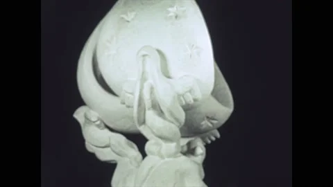 1950s: cubist sculpture lit up on displa... | Stock Video | Pond5