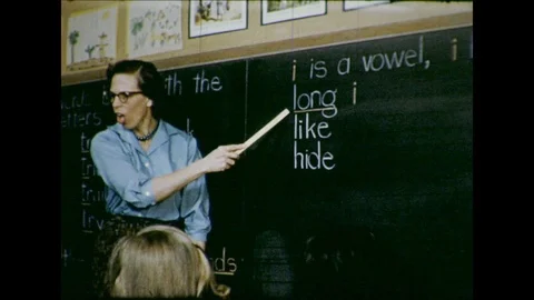 1950s Elementary School Teacher at Chalk... | Stock Video | Pond5