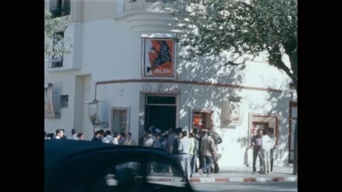 1950s: Exterior busy entrance to busines... | Stock Video | Pond5