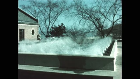 1950s: Fountains spraying in water tank.... | Stock Video | Pond5