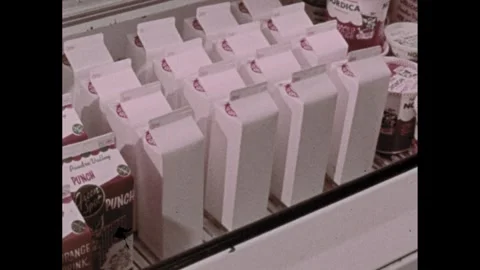 1950s: Grocery store dairy case, with un... | Stock Video | Pond5