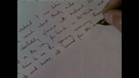 1950s: Hand writing on paper. Hands shak... | Stock Video | Pond5