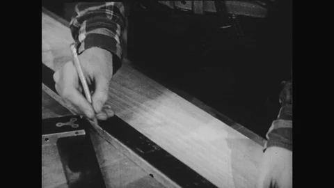1950s: Hands busy, Hands draw line, Boy ... | Stock Video | Pond5