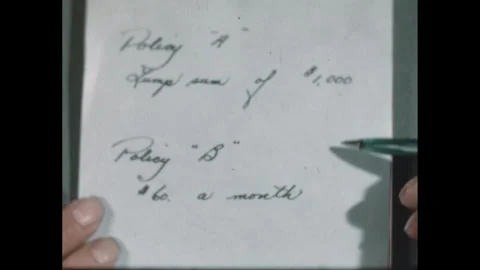 1950s: Handwritten notes, policy informa... | Stock Video | Pond5