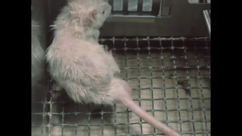 1950s: Laboratory rat with unkempt fur m... | Stock Video | Pond5
