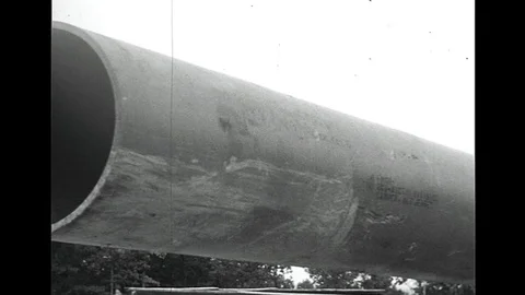 1950s: Long Metal Pipes on Construction ... | Stock Video | Pond5