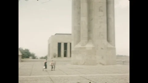 1950s: Long shot, people in front of mem... | Stock Video | Pond5