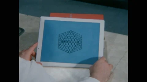 1950s: Man in lab coat sits at counter, ... | Stock Video | Pond5