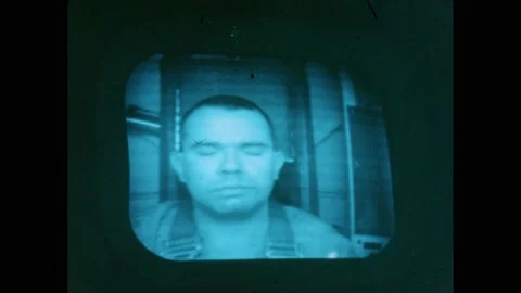 1950s: Man's face on computer monitor. M... | Stock Video | Pond5