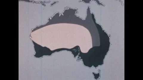 1950s: Map of Australia with different a... | Stock Video | Pond5