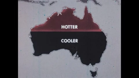1950s: Map of Australia with hot and col... | Stock Video | Pond5