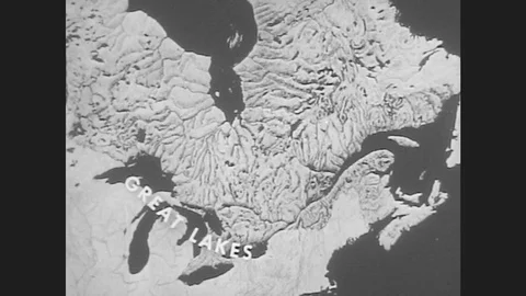 1950s: Map of Canada. Text graphics appe... | Stock Video | Pond5
