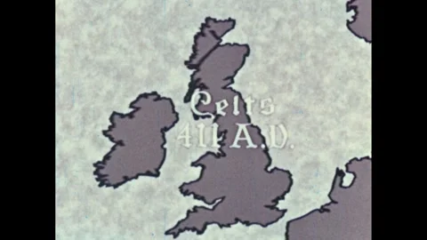 1950s: Map of Great Britain in the 1400s... | Stock Video | Pond5