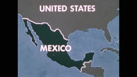 1950s: map of Mexico with towns on borde... | Stock Video | Pond5
