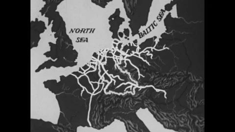 1950s: map showing West Germany's proxim... | Stock Video | Pond5
