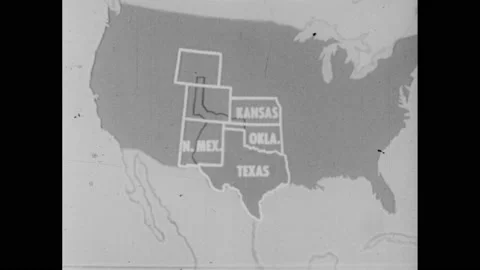 1950s: Map of United States, outlines of... | Stock Video | Pond5