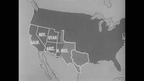 1950s: Map of United States, state borde... | Stock Video | Pond5