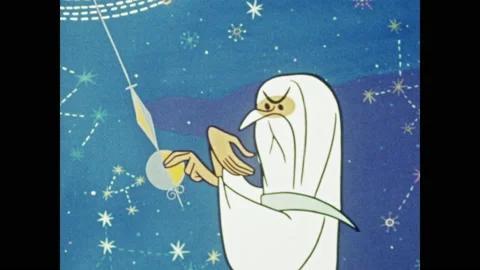 1950s: Men speak to cartoons of sun and ... | Stock Video | Pond5