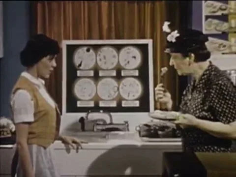 1950s- Older people eat while learning t... | Stock Video | Pond5