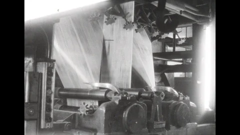 1950s: Paper running though printing pre... | Stock Video | Pond5