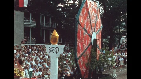 1950s: Parade float passing, view of whe... | Stock Video | Pond5