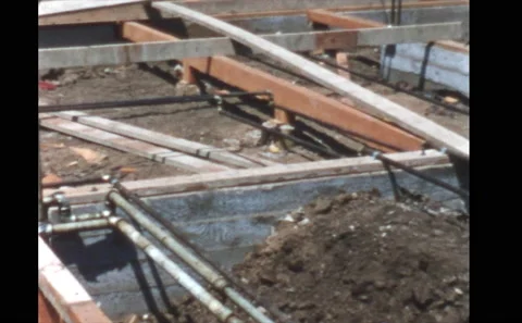 1950s: Pipes run through boards framing ... | Stock Video | Pond5
