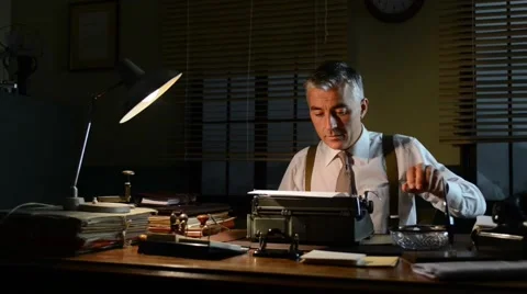 1950s reporter working in the office | Stock Video | Pond5