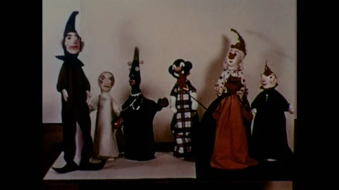 1950s: Row of puppets. | Stock Video | Pond5